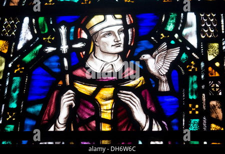 Portrait of Saint David, Patron Saint of Wales. Engraving from Lives of ...