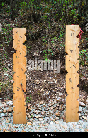 Recording using carved wood technique on display at Dongba valley at ...