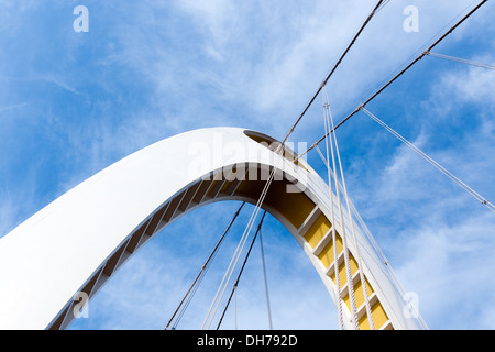 Steel bridge span construction, bottom view with gray girders, vertical ...