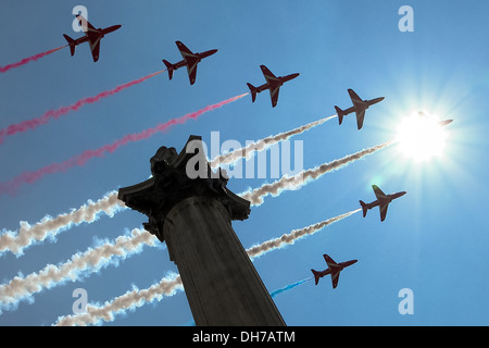 Red Arrows Flypast for HM Queen's Royal Birthday in London Stock Photo ...