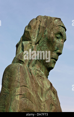 The statue of Saint Cuthbert by Fenwick Lawson placed at Lindisfarne ...