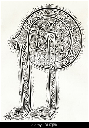 Anglo Saxon Britain. Anglo-Saxon illuminated letter from 10th century ...