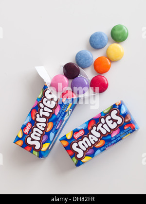 Smarties, a yummy, colour-varied, sugar-coated, chocolate candy ...