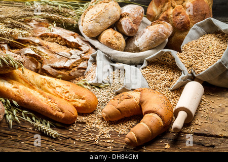 In village baker pantry with all kinds of breads Stock Photo - Alamy