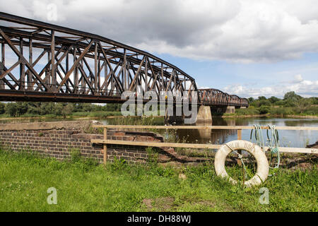 The railway bridge at the German-Polish border river Oder between ...