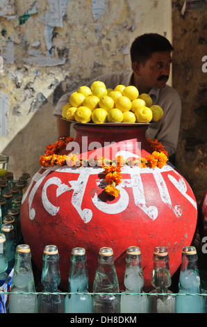 Bottles of traditional indian soft drink called banta. This is ...