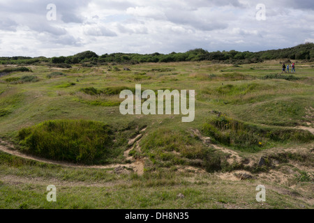 Shell craters from Allied artillery barrage at Pointe Du Hoc, during ...