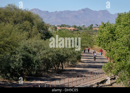 Outdoor enthusiasts traverse The Loop at the Rillito River Park west of ...
