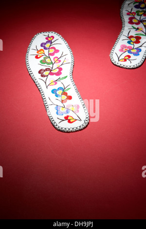 A pair of Chinese style embroidered insole with floral pattern Stock ...