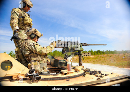 Army Special Forces members fire heavy weapon mounted to Humvees at ...