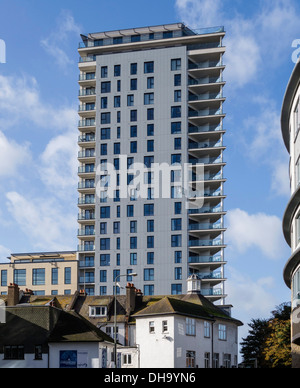 Woking town centre high rise tower blocks, Hilton Hotel and residential ...