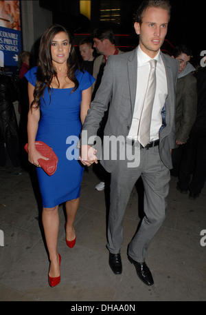 Imogen Thomas and Adam Horsley leaving The Prince of Wales Theatre ...