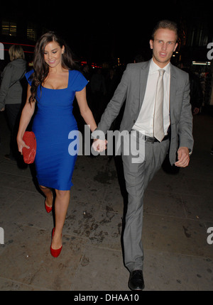 Imogen Thomas and Adam Horsley leaving The Prince of Wales Theatre ...