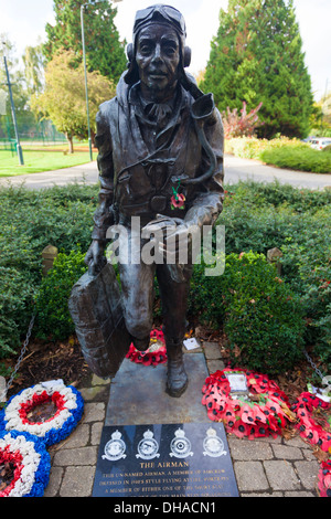 Statue of a second World War aviator at RAF West Malling, Kent, UK ...