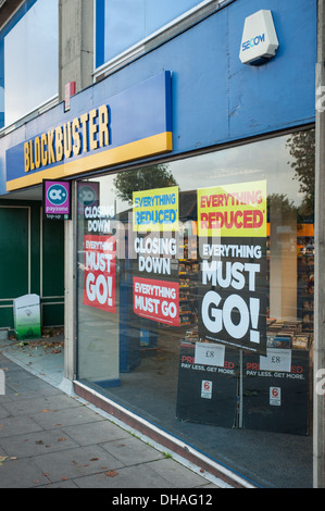 A closing down Blockbuster Video shop in Sidcup, Kent Stock Photo - Alamy