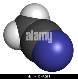 Acetonitrile (CH3CN, ACN) molecules, liquid sphere model. Commonly used ...