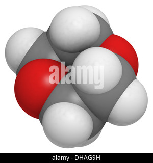 Dioxane molecule, chemical structure. Liquid diether, often used as a ...