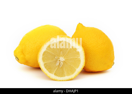 yellow lemons slice pile isolated on white Stock Photo - Alamy