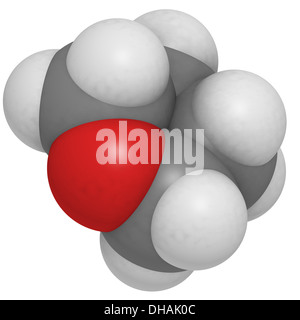 Tetrahydrofuran (THF) molecule, chemical structure. Used as a chemical ...