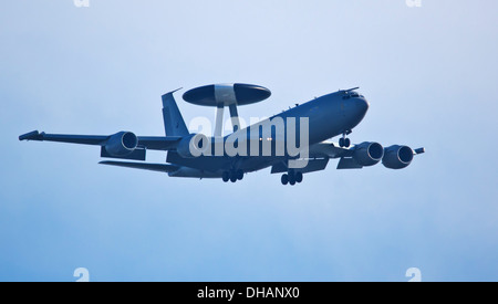 An E-3 Airborne Warning and Control System (AWACS) aircraft is refueled ...