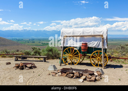 Covered wagons at Oregon Trail Interpretive Center. Near Baker City ...