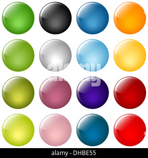 Beautiful Glassy Icons Set Isolated on White Stock Photo - Alamy