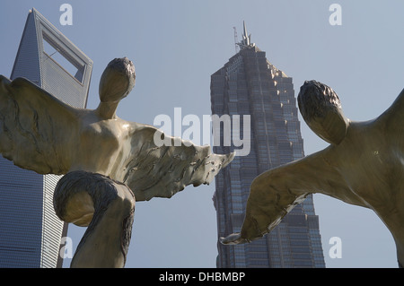 Angels statues in Lujiazui Park, Pudong District, Shanghai, China ...