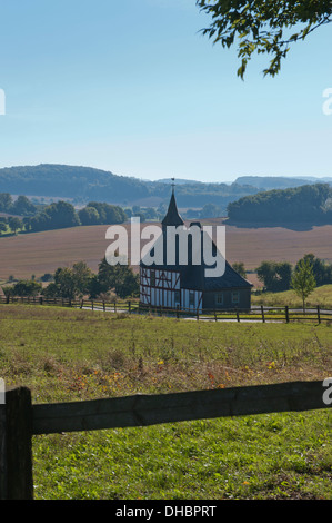 Rural landscape with an old chapel from the eighteenth century, Germany ...