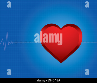 Heart trace. Computer illustration of the trace of a normal human pulse ...