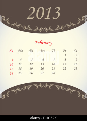 February of 2013 calendar for tag design Stock Photo - Alamy