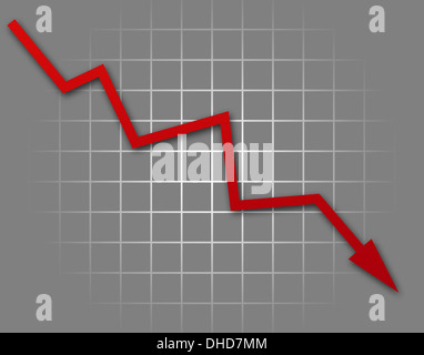 Arrow graph going down Stock Photo - Alamy