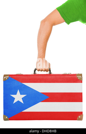 Suitcase with Puerto Rican flag. Puerto Rico travel concept, 3D ...