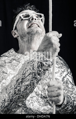 Space, alien and face of futuristic sci fi character from galaxy ...