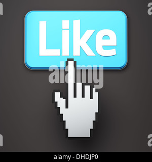 Hand-shaped mouse cursor press Like button Stock Photo - Alamy