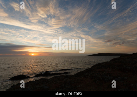 Sunset seen from Gwbert, West Wales Stock Photo - Alamy