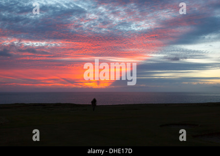 Sunset seen from Gwbert, West Wales Stock Photo - Alamy
