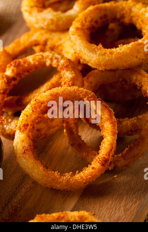 Golden fried breaded onion rings snack Stock Photo - Alamy