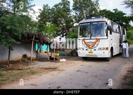 Indian buses arriving at a rural indian village. Andhra Pradesh, India ...