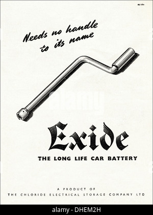 Advertisement for EXIDE car batteries magazine advert circa 1964 Stock ...