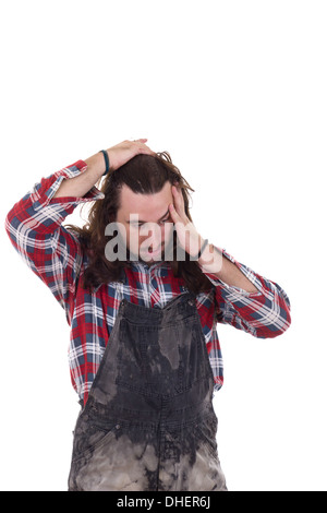 construction worker is concerned because of work Stock Photo - Alamy