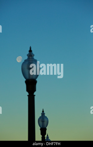 Streetlights and Moon Stock Photo - Alamy