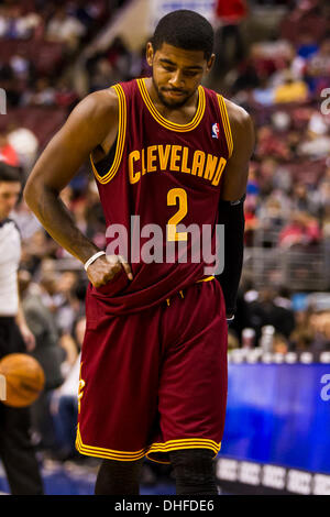 Cleveland Cavaliers' Kyrie Irving reacts during an NBA basketball game ...