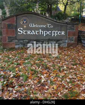 Welcome to Strathpeffer sign Scotland November 2013 Stock Photo - Alamy