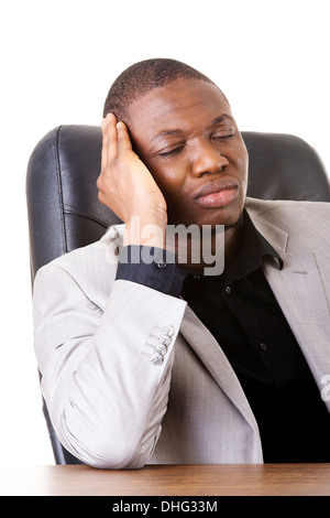 Bored Boss Man Sleeping Stock Photo - Alamy