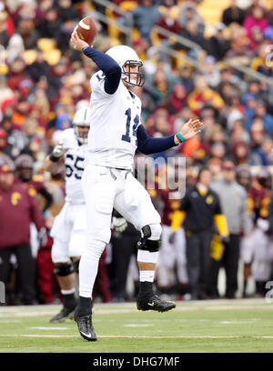 Penn State quarterback Christian Hackenberg (14) warms up before an ...