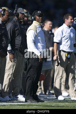 Purdue head coach Darrell Hazell follows his players in the first half ...