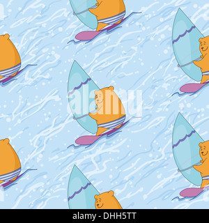 Seamless, teddy bear surfer Stock Photo - Alamy