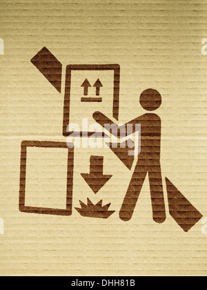 Handling instructions on a cardboard box Stock Photo - Alamy