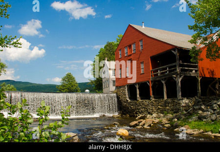 Weston Vermont river old mill and barn by water with paddle wheel for ...