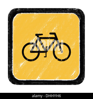 Sign for beware area human riding bycicle Stock Photo - Alamy